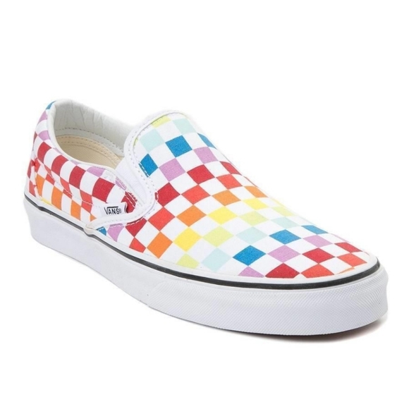 Vans | Shoes | Nib Vans Rainbow Checkerboard Slip On | Poshmark